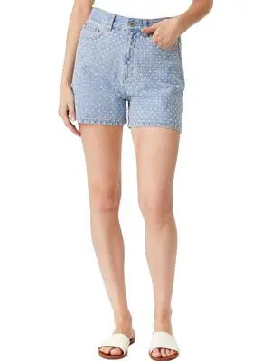 Habitual High-waisted Eyelet Denim Shorts - Fjord