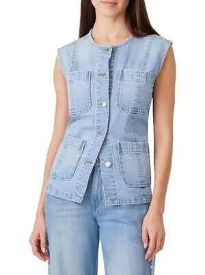 Habitual Collarless Denim Vest - Fjord