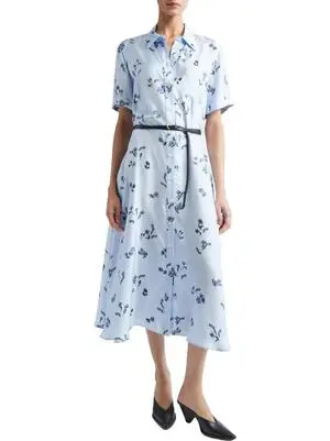 Altuzarra Kiera Floral Print Silk Shirtdress Danube Shibori Flower
