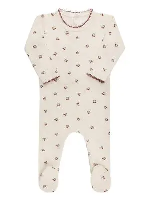 ELY'S & CO. Aurora Classics Modal Cherry Print Footie Ivory/red