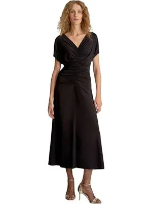 M.M.LAFLEUR Light Jersey Ruched Dress - Black