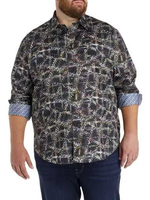 ROBERT GRAHAM DXL Big & Tall Grid Textured Sport Shirt - Multi