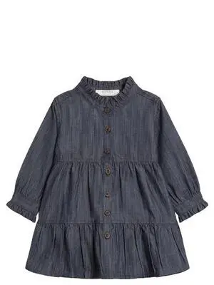 KENDI Tula Ruffle Shirt Dress - Chambray