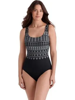 LONGITUDE Double X-back Tank Long Torso One-piece Swimsuit - Tribal Nights