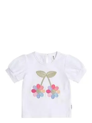 HUXBABY Flower Power Puff Sleeve Tee - White