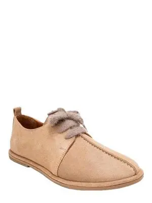 FOREVER & ALWAYS SHOES Denora Leather Lace Up Shoes - Beige Suede Leather