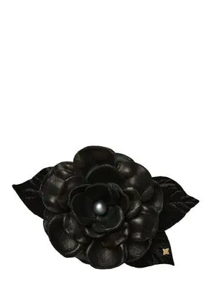 HELENA SIMON The Gardenia Floral Brooch - Black