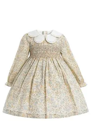 TULLEEN Floral Smocked Dress - Cream