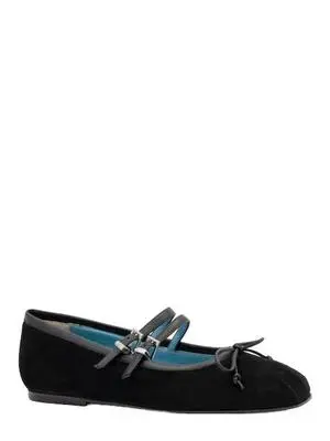 VALENTINA RANGONI Brigitte Dbl Monk Strap Flat - Black Cashmere