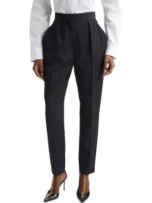 Balmain Tailored High-waist Wool Grain De Poudre Pants - Black