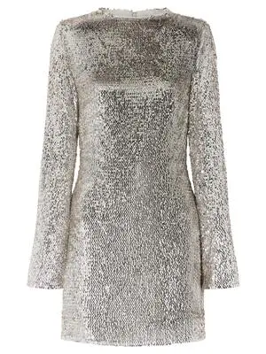 Simkhai Opal Sequined Mesh Mini Dress Gold