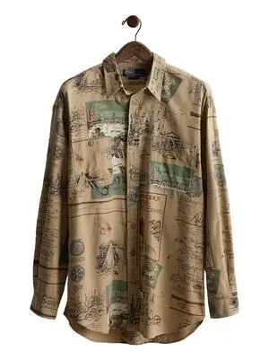 Ralph Lauren 1995 Magazine-print Shirt Size - Tan