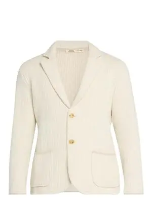 MAURIZIO BALDASSARI Wool-blend Ribbed Cardigan With Contrast Trim - Angora