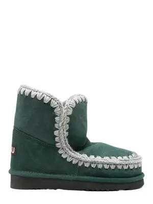 Mou 18 Stitch-detail Suede Boots - Green