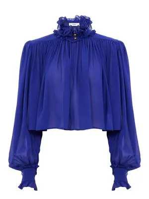Chloé Draped Silk Georgette Top - Purple