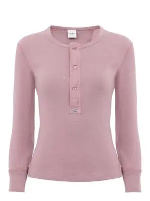 Chloé Logo-embroidered Henley - Purple