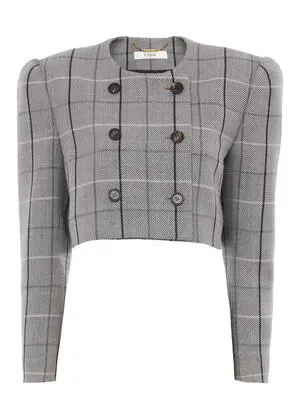 Chloé Cropped Checked Wool Jacket - Multi