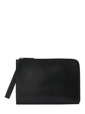 THE ROW Medium Leather Wristlet - Black