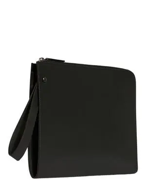 THE ROW Medium Leather Wristlet - Dark Pine