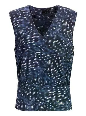 BOSS Printed V-neck Top - Blue