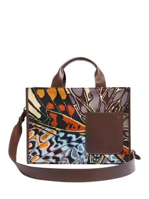 INOUI EDITIONS Butterfly Print Pocket Satchel - Brown
