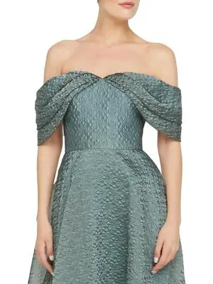 Theia Elysia Floral Jacquard Gown - Silverpool