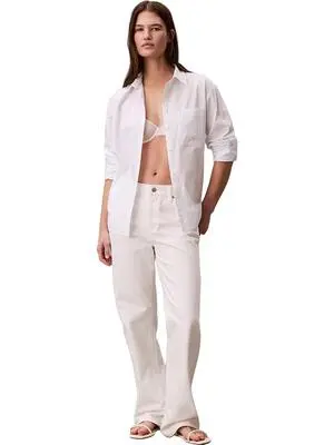 Calvin Klein Tencel Roll Tab Button-down Shirt - Brilliant White
