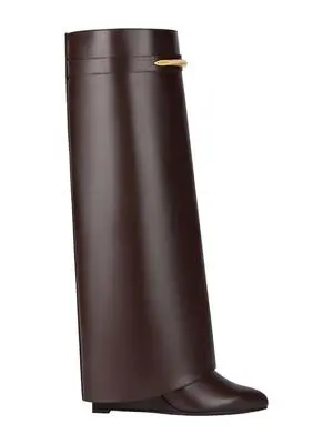 Givenchy Shark Pinch Leather Boots - Ebony Brown