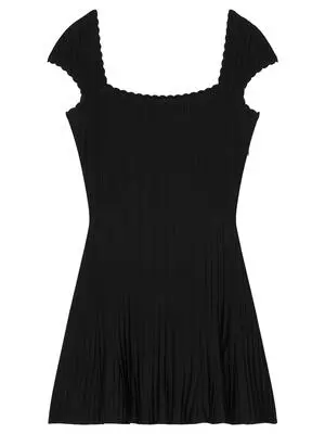 Givenchy A-line Ribbed Knit Dress - Black