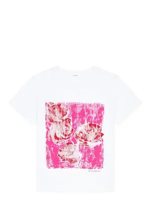 Givenchy T-shirt With Flowers Print - White/pink
