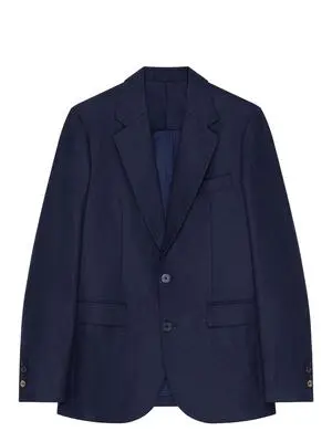 Givenchy Single-breasted Deconstructed Jacket In Flannel - Navy