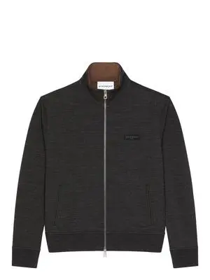 Givenchy Zipped Wool Sweatshirt With Paris Gros Grain - Grey/brown