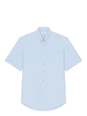 Givenchy Shirt In Cotton Oxford With Paris Jacquard - Baby Blue