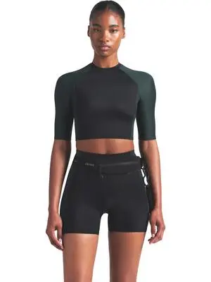 Nike Shine Padded 1/2-sleeve Crop Top - Black