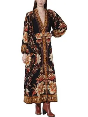 Farm Rio Majestic Garden Long Dress - Black