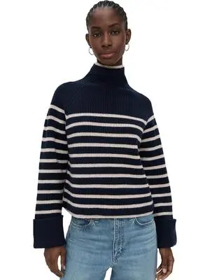 Rag & Bone Ilaria Stripe Turtleneck - Navy