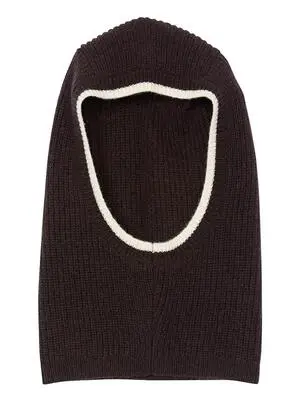 Sandro Ribbed Wool Balaclava - Brown