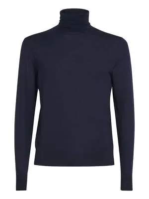 Isaia Wool-silk-cashmere Rollneck Sweater - Blue