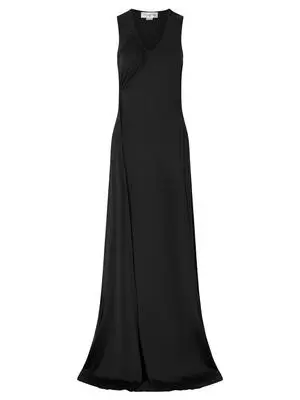 Victoria Beckham Gathered Satin Gown - Black