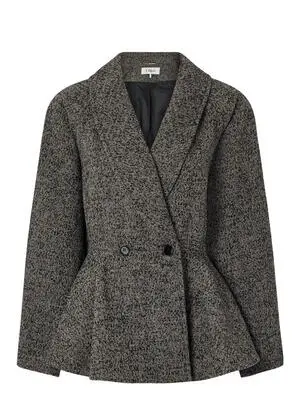 Chloé Double-breasted Herringbone Wool-blend Blazer - Gray