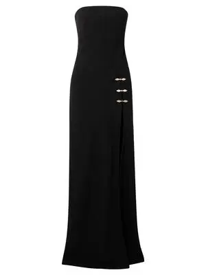 Saloni Souza Strapless Embellished Crepe Gown - Black