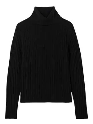 NILI LOTAN Dessie Ribbed Cashmere Turtleneck Sweater - Black