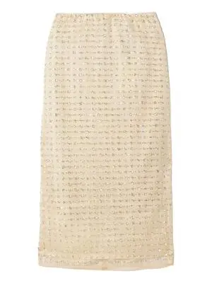 Staud Ciara Embellished Tulle Midi Skirt - Neutrals