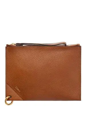 Chloé Embellished Textured-leather Pouch - Brown