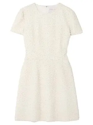 Carolina Herrera Faux Pearl-embellished Wool-blend Crepe Mini Dress - White