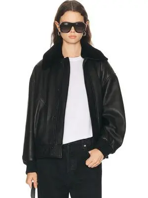 FRAME X Amelia Gray Nightcap Bomber - Black