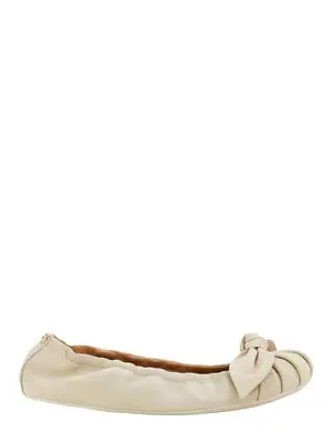 FERRAGAMO Bow Detail Ruched Ballet Flats - Neutrals