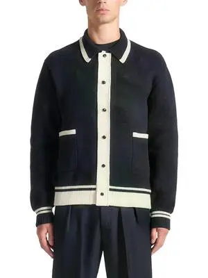 Manière De Voir Classic-collar Combed-cotton Knit Cardigan - Blue