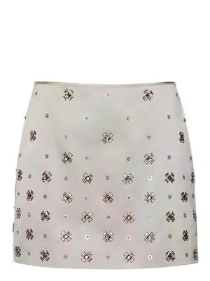 Veronica Beard Olenna Embellished Mini Skirt Silver