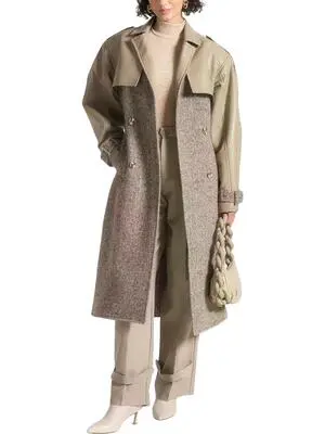 MANIÈRE DE VOIR Carina Herringbone-Pattern Trench Coat